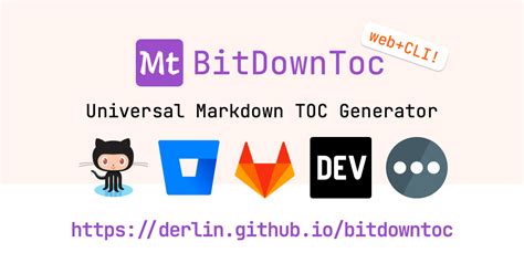 Github Derlinbitdowntoc Online And Command Line Markdown Toc Generator With Built In