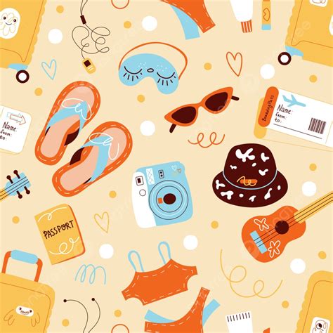 Summer Travel Accessories Seamless Pattern Background Wallpaper