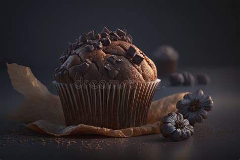Chocolate Muffin Generative Ai Stock Image Image Of Food Slice 269077355