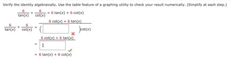 Solved Verify The Identity Algebraically Use The Table