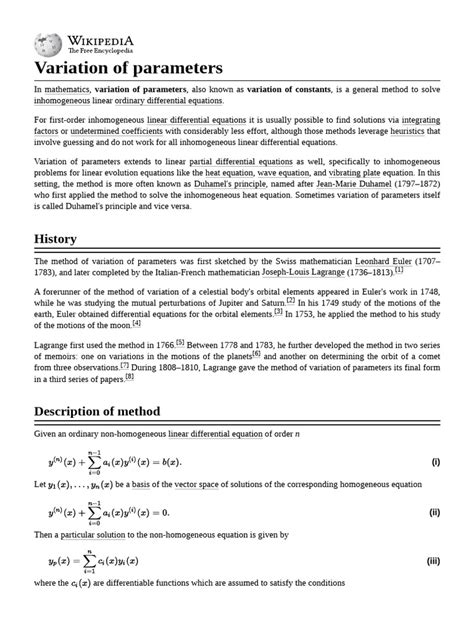 Variationofparameters Pdf Mathematical Objects Equations