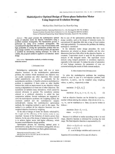 Pdf 00717696 Multiobjective Optimal Design Of Three Phase Induction