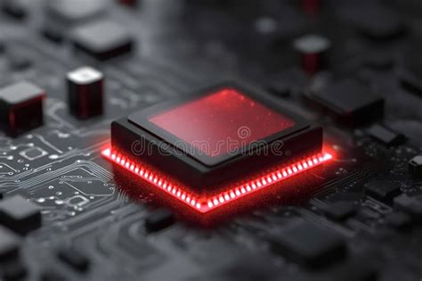 quantum computing processor performing complex calculation with red