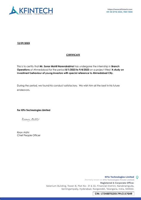 Mohit Sonar On Linkedin Kfintech Summerinternship2023 Finance Fintechintern