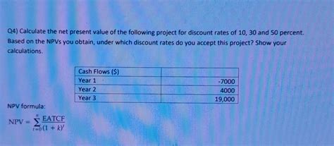 solved q4 calculate the net present value of the following