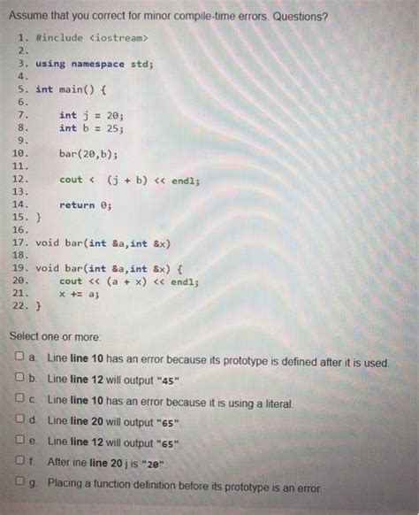 solved assume that you correct for minor compile time