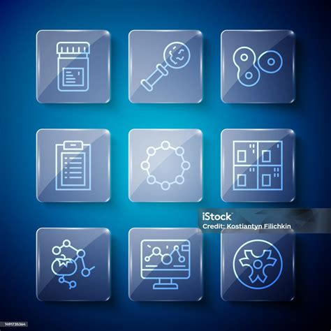 세트 라인 유전자 변형 식품 공학 수정 생물학적 위험 기호 세포 분열 화학식 임상 기록 첨가제가 있는 항아리 및 주기율표 아이콘 벡터 Dna에 대한 스톡 벡터 아트 및 기타