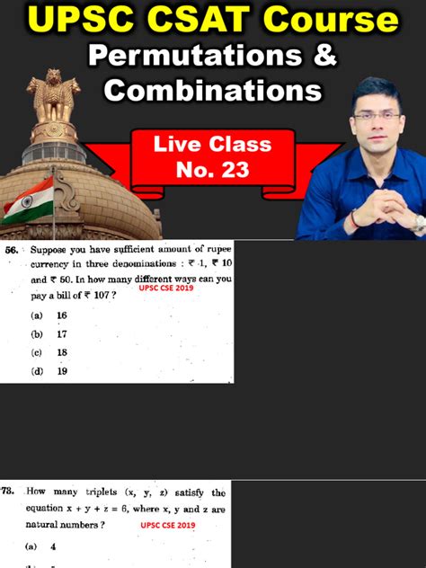 045 upsc csat pyqs live class 23 maths permutation and combin pdf