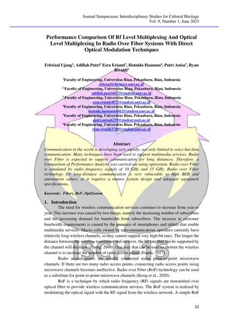 Pdf The Performance Comparison Of Rf Level Multiplexing And Optical Level Multiplexing In
