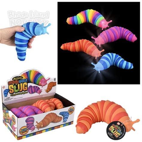 T 7 Light Up Wiggle Sensory Slug 12ct