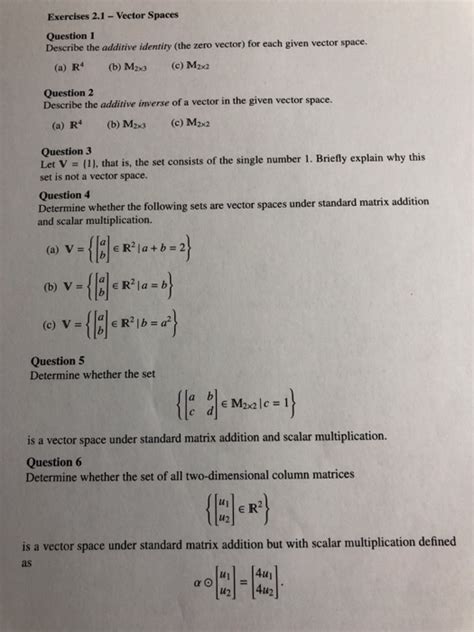 Solved Exercises 2 1 Vector Spaces Question 1 Describe The