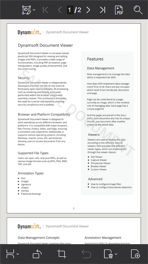 Dynamsoft Document Viewer User Interface Default Elements