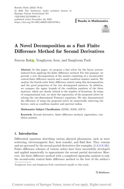 A Novel Decomposition As A Fast Finite Difference Method For Second