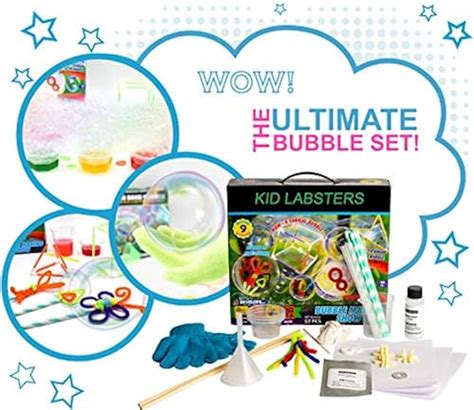 Kid Labsters Bubble Making Science Kit DIY Non Toxic Solution Experiment W Wands Colorful