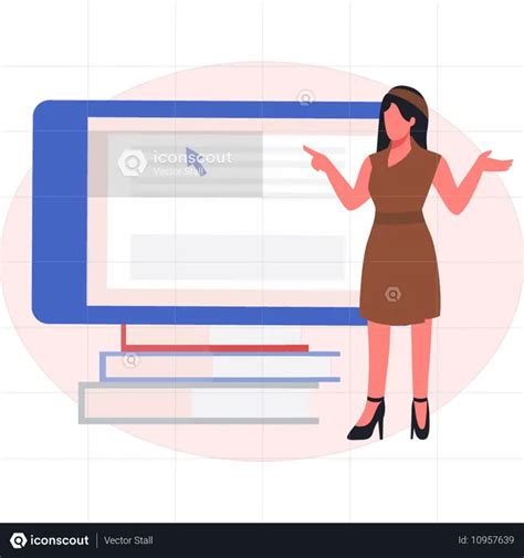 Girl Showing Cursor Illustration Free Download School And Education Illustrations Iconscout