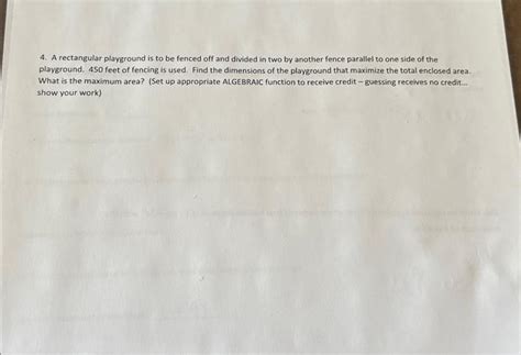 Solved A Rectangular Playground Is To Be Fenced Off And Chegg