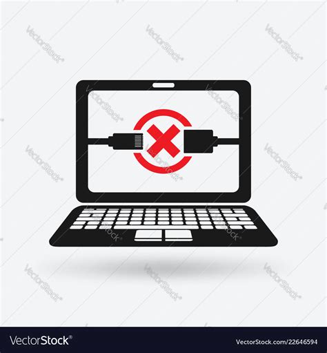 Disconnect Error Symbol On Screen Laptop Vector Image