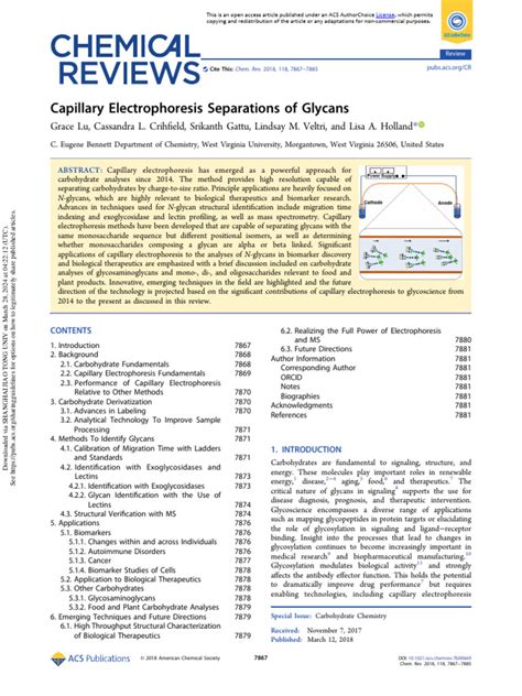 Capillary Electrophoresis Separations Of Glycans Download Free Pdf Gel Electrophoresis