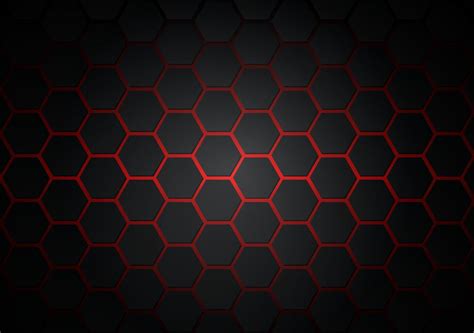 Abstract 3d Futuristic Black Read Color Background With Hexagons Surface Polygon Pattern With