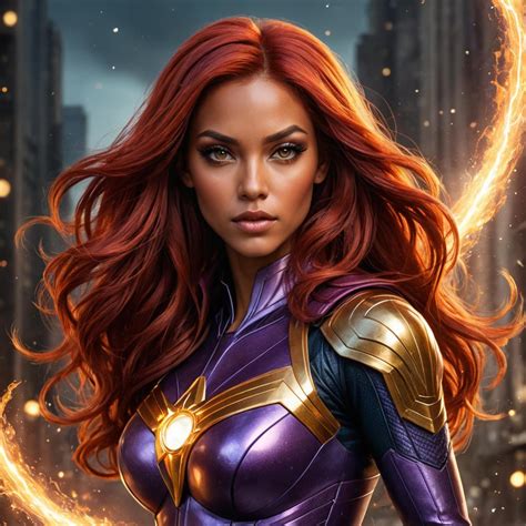 Starfire In Vibrant Costume Powerful Pose