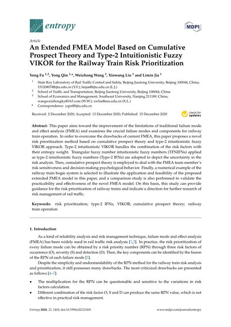 Pdf An Extended Fmea Model Based On Cumulative Prospect Theory And