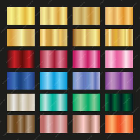 Premium Vector | Collection of gradient metallic color palette