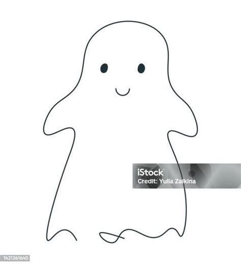 고스트는 단일 연속 라인입니다 할로윈 일러스트레이션 한 줄 그리기 귀여운 유령 캐릭터 간단한 선형 그림 플랫 벡터 일러스트 레이 션 격리 된 배경 10월에 대한 스톡 벡터