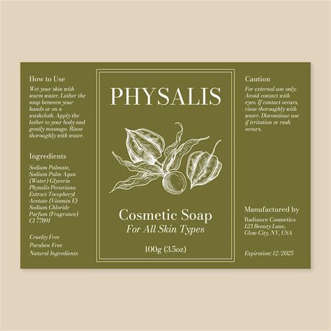 Cosmetic Label Template Design Free Vector