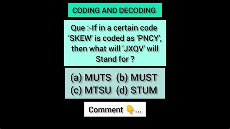 Coding And Decoding Codinganddecoding Logicalreasoning Quiz Shorts