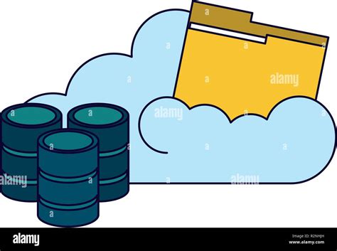 Cloud Computing With Folder And Disks Vector Illustration Graphic