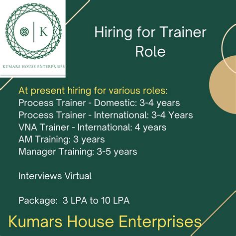 Akshay Saxena On Linkedin Wearehiring Trainer Processtrainer Vna Kumarshouseenterprises