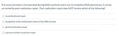 Solved If An Incorrect Base Is Incorporated During Dna