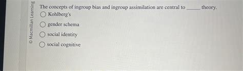 Solved The Concepts Of Ingroup Bias And Ingroup Assimilation
