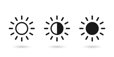 밝기 제어 아이콘 설정 또는 화면 밝기 및 대조 수준 설정 아이콘 프리미엄 벡터