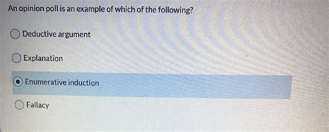 Solved In The Following Enumerative Induction What Is The