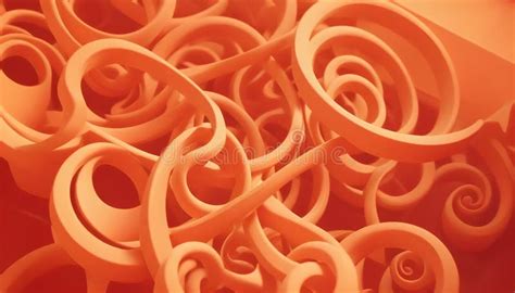 Abstract Background With A Complex Tangled Web Of Swirling Three Dimensional Orange Lines