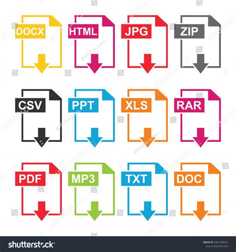Big Collection Vector Icons File Extensions 스톡 벡터로열티 프리 1601330215 Shutterstock