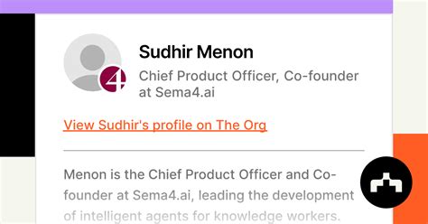 Sudhir Menon Chief Product Officer Co Founder At Sema4 Ai The Org