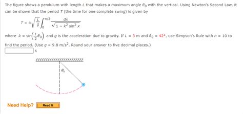 Solved The Figure Shows A Pendulum With Length L That Makes Chegg