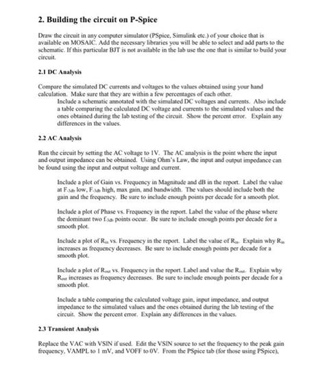 Solved 1 The Design Of The Amplifier Shall Be Performed For