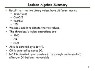 Booleanalgebra Phpapp Ppt