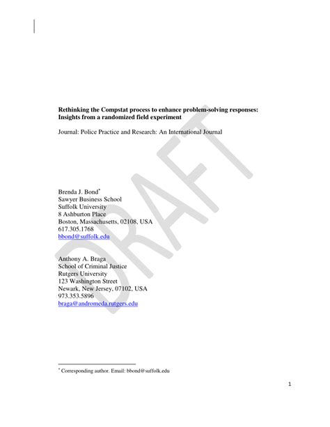 Pdf Rethinking The Compstat Process To Enhance Problem Solving Responses Insights From A