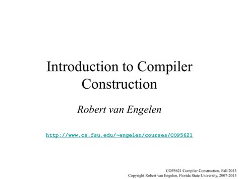 Introduction To Compiler Construction