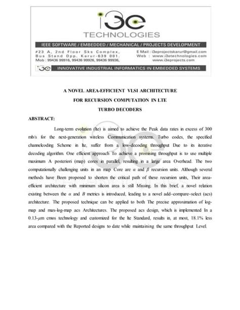 A Novel Area Efficient Vlsi Architecture For Recursion Computation In