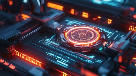 Futuristic Quantum Processor Managing Data Flow In Complex System Stock