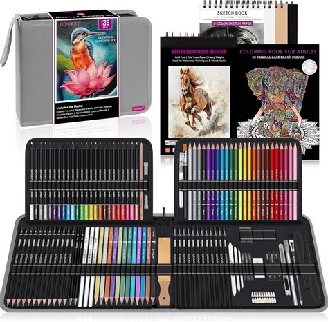 136 Pcs Drawing And Sketching Setpro Art Supplies With Graphitecharcoal