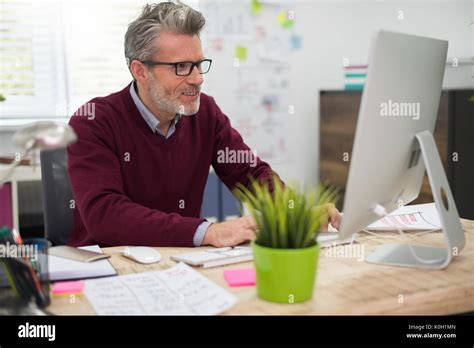Man Using Computer Back View Hi Res Stock Photography And Images Alamy