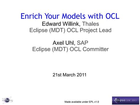 Enrich Your Models With Ocl Odp Programming Languages Computing