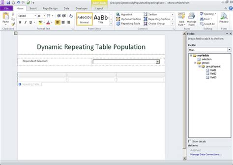 Infopath With Sharepoint 2010 Dynamically Populate A Repeating Table Set Up The Initial Form