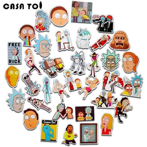 35pcs Rick And Morty Sticker Wallpaper Decal Motorcycle Fridge Skateboard Doodle Funny Stickers